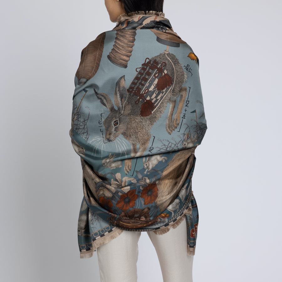 The Floating Rabbits Silk Twill Shawl Rectangle – McCulleys of ...