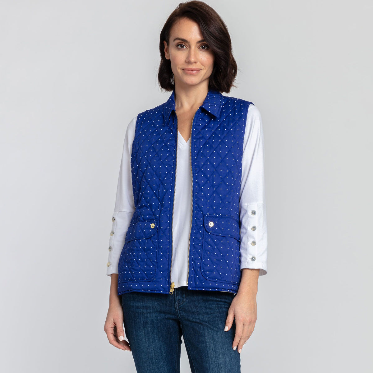 Lauren Reversible Dot Print to Solid Vest – McCulleys of Highlands ...